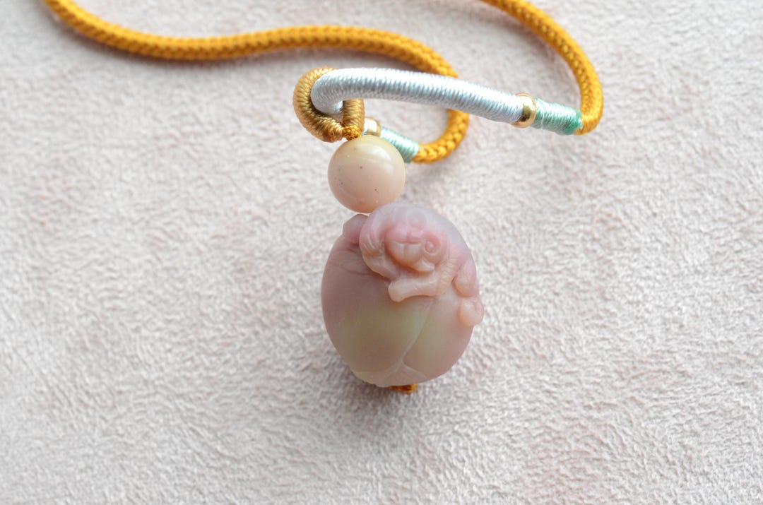 Cute Monkey Hugging Peach Pendent, Very Rare Handmade, Yanyuan Agate - Etsy
