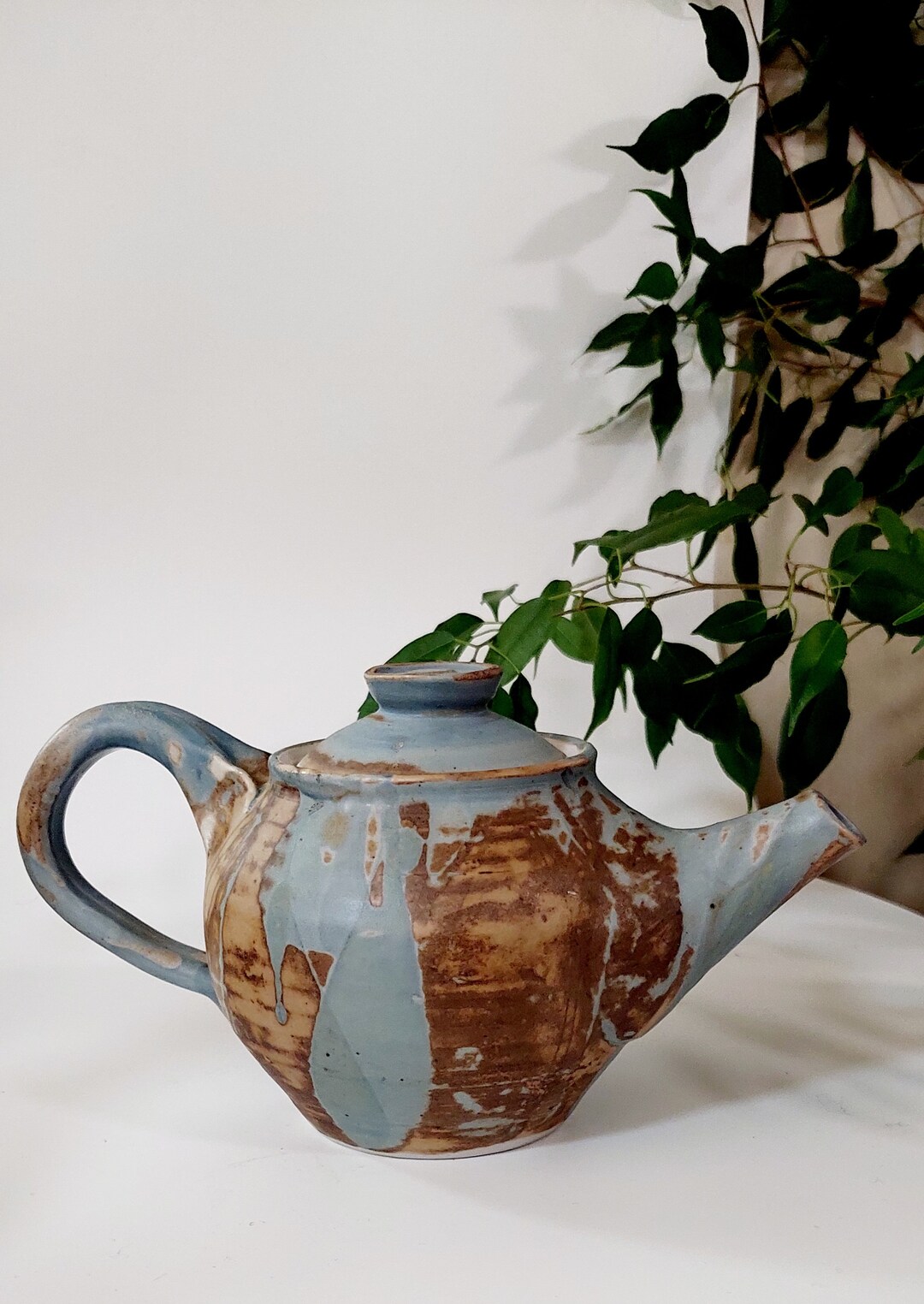 Heavy Pottery Teapot: Australian Drip Glaze, 2-cup Vintage Teapot ...