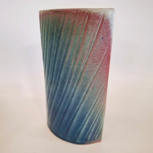 Tall Pottery Vase, Vintage Australian, by Enid O'brien, Blue and Pink ...