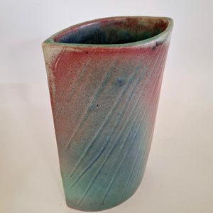 Tall Pottery Vase, Vintage Australian, by Enid O'brien, Blue and Pink ...
