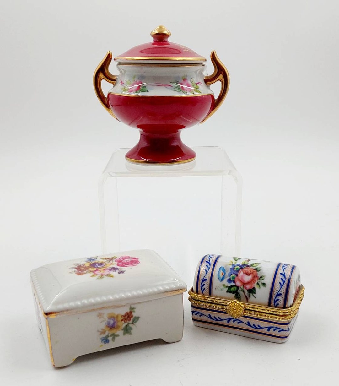 Three 3 Small Vintage Porcelain Trinket Boxes - Etsy