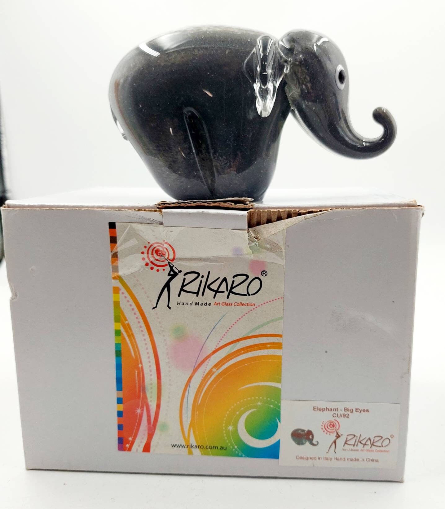 Vintage Rikaro Hand Made Art Glass Grey Elephant With Box - Etsy Australia