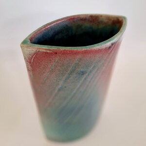 Tall Pottery Vase, Vintage Australian, by Enid O'brien, Blue and Pink ...