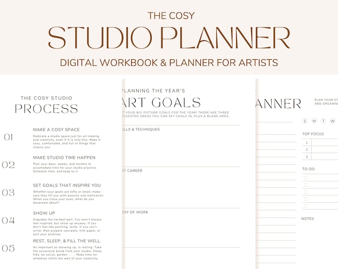Studio Planner: Printable PDF Art Planner Schedule Workbook, Digital ...