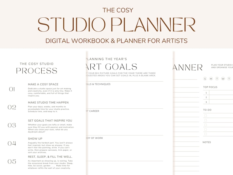 Studio Planner: Printable PDF Art Planner Schedule Workbook, Digital ...