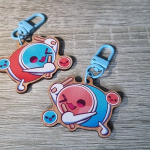 TAIKO: Don-chan Ka-chan Double Sided Wooden Keychains - Etsy