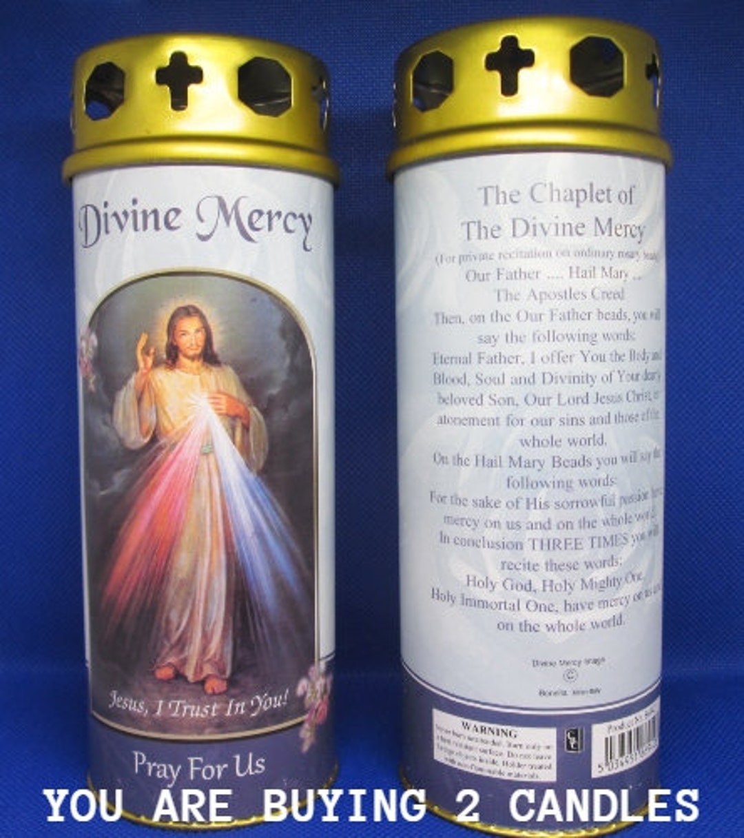 Two the Divine Mercy of Jesus Devotional / Prayer Candles Roman ...