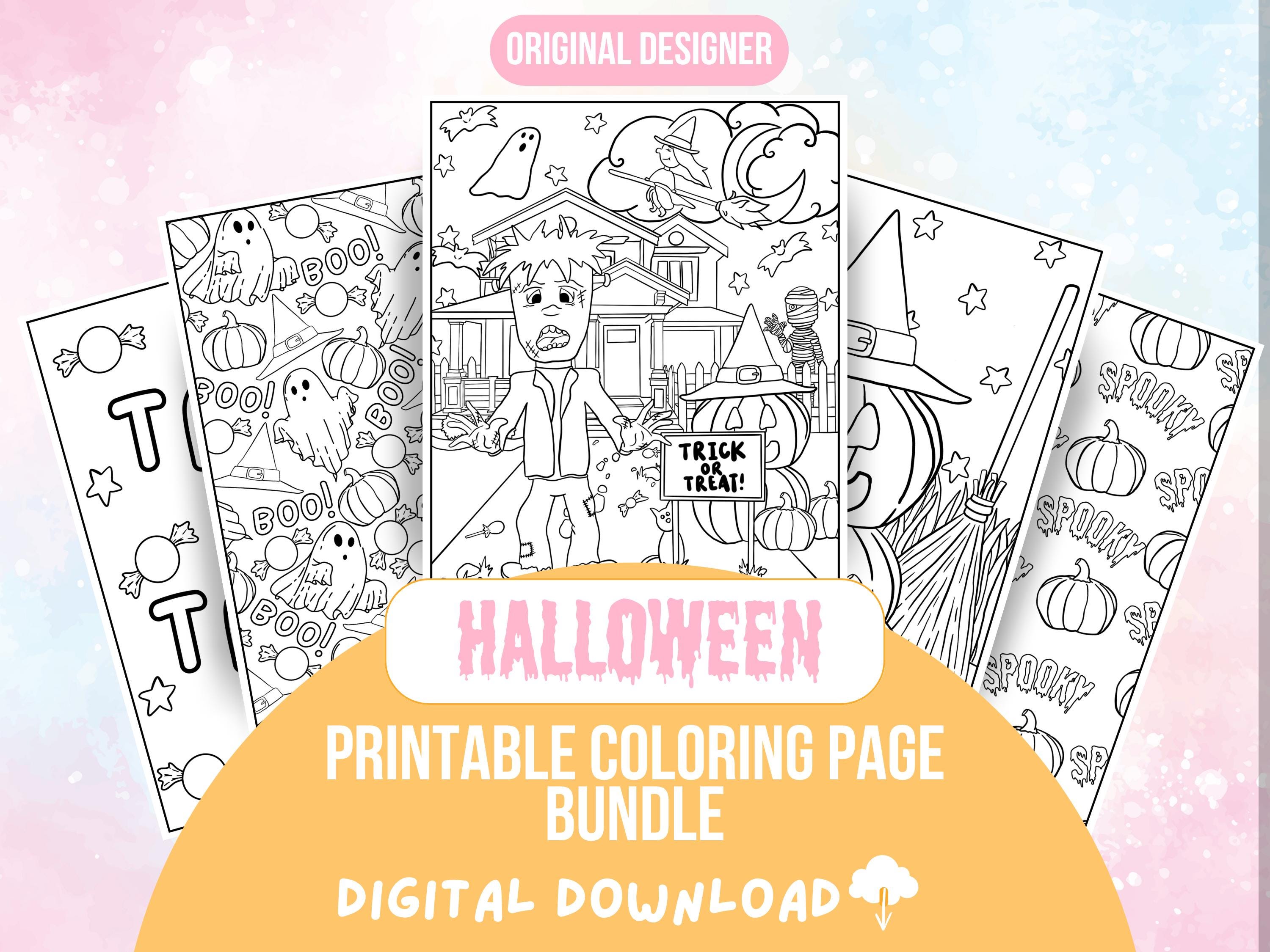 Halloween Coloring Page Bundle | Printable Coloring Page, Halloween ...