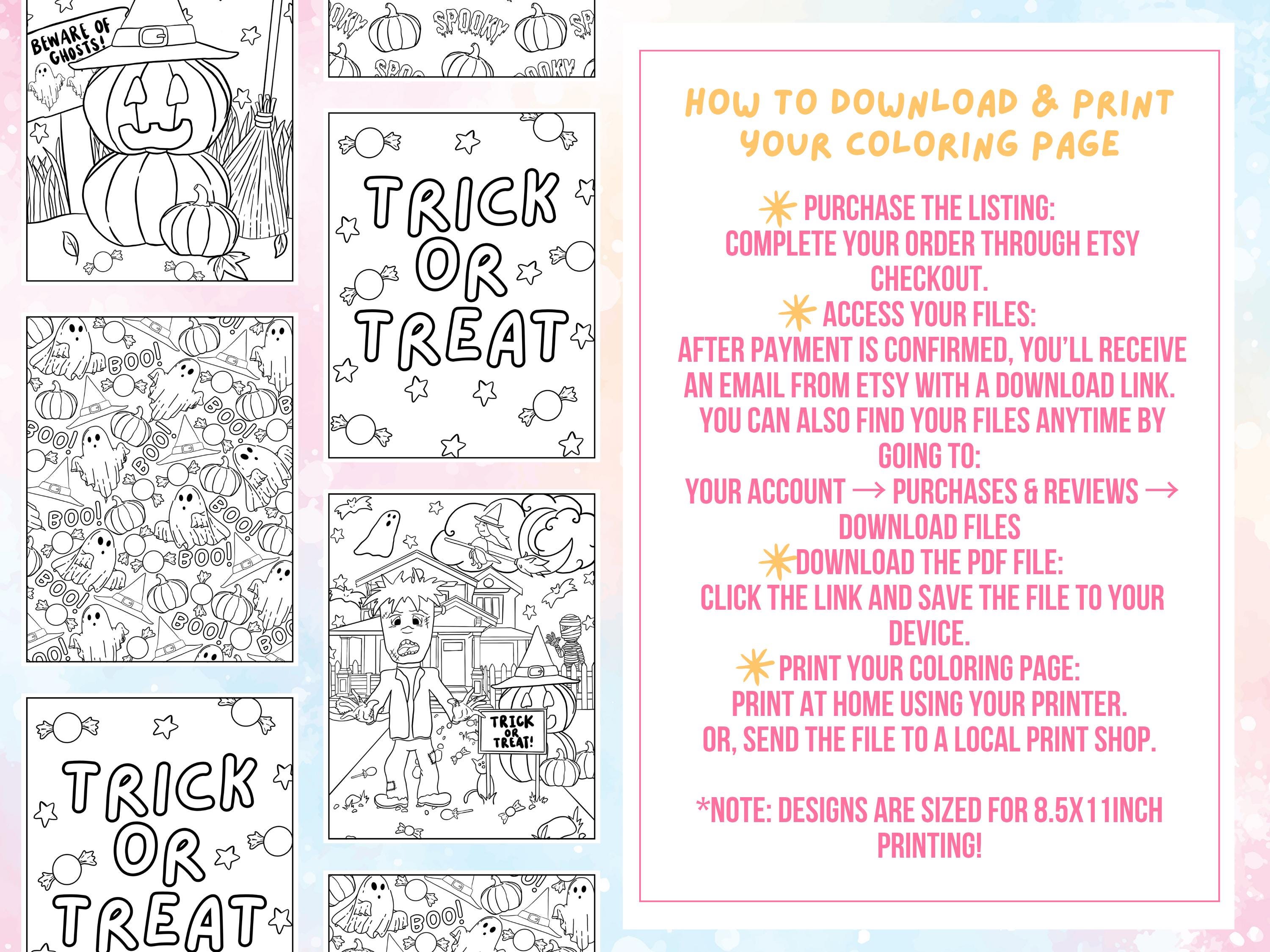 Halloween Coloring Page Bundle | Printable Coloring Page, Halloween ...