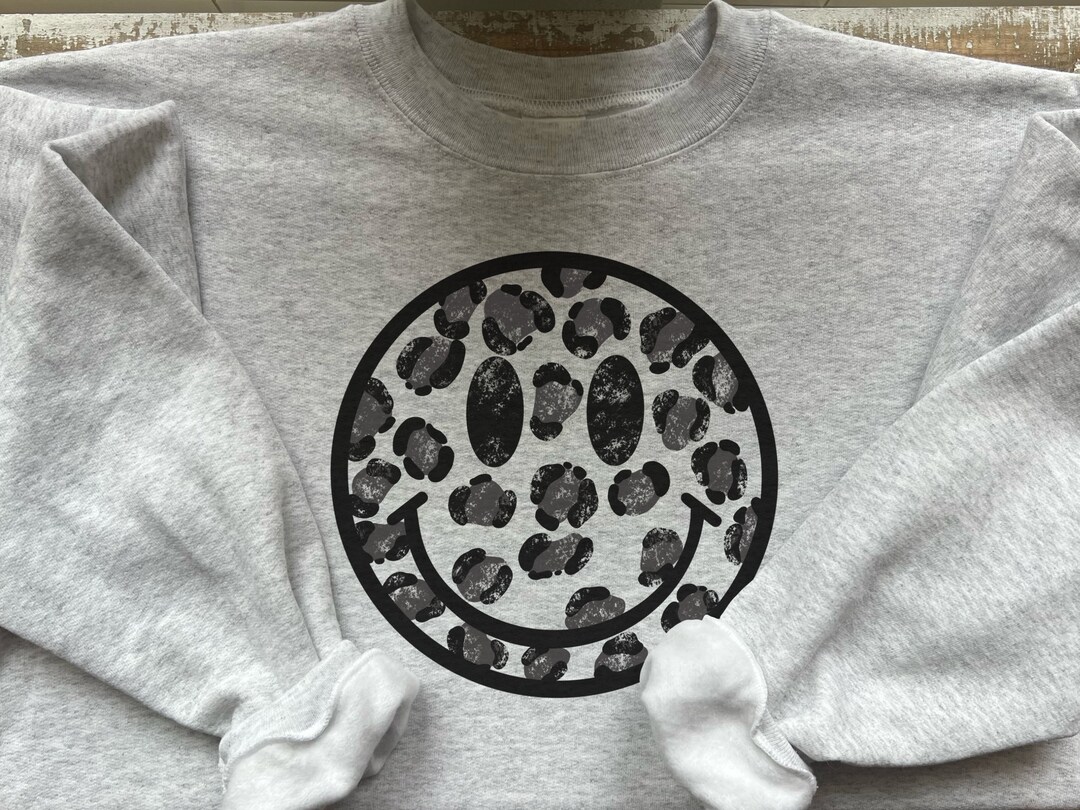 Cheetah Smiley Crewneck | Smiley Face Sweatshirt, Gift for Her, Retro ...