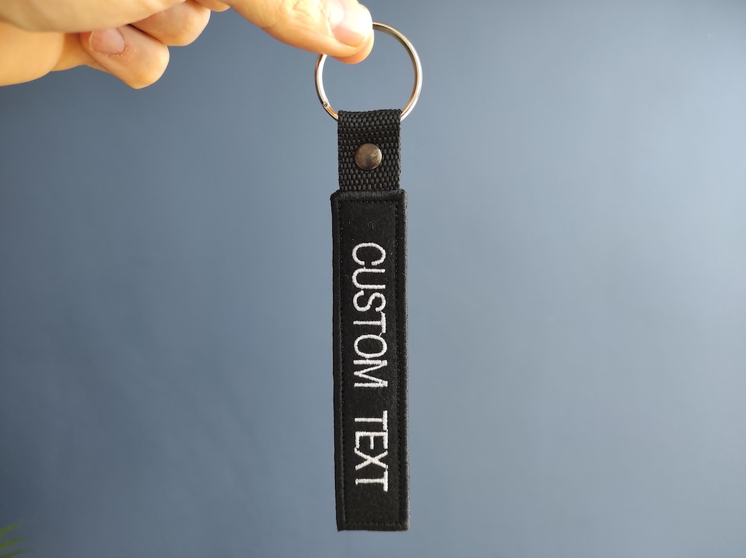 Custom Text Embroidery Keychain, Personalized Keychain, Sports Team ...