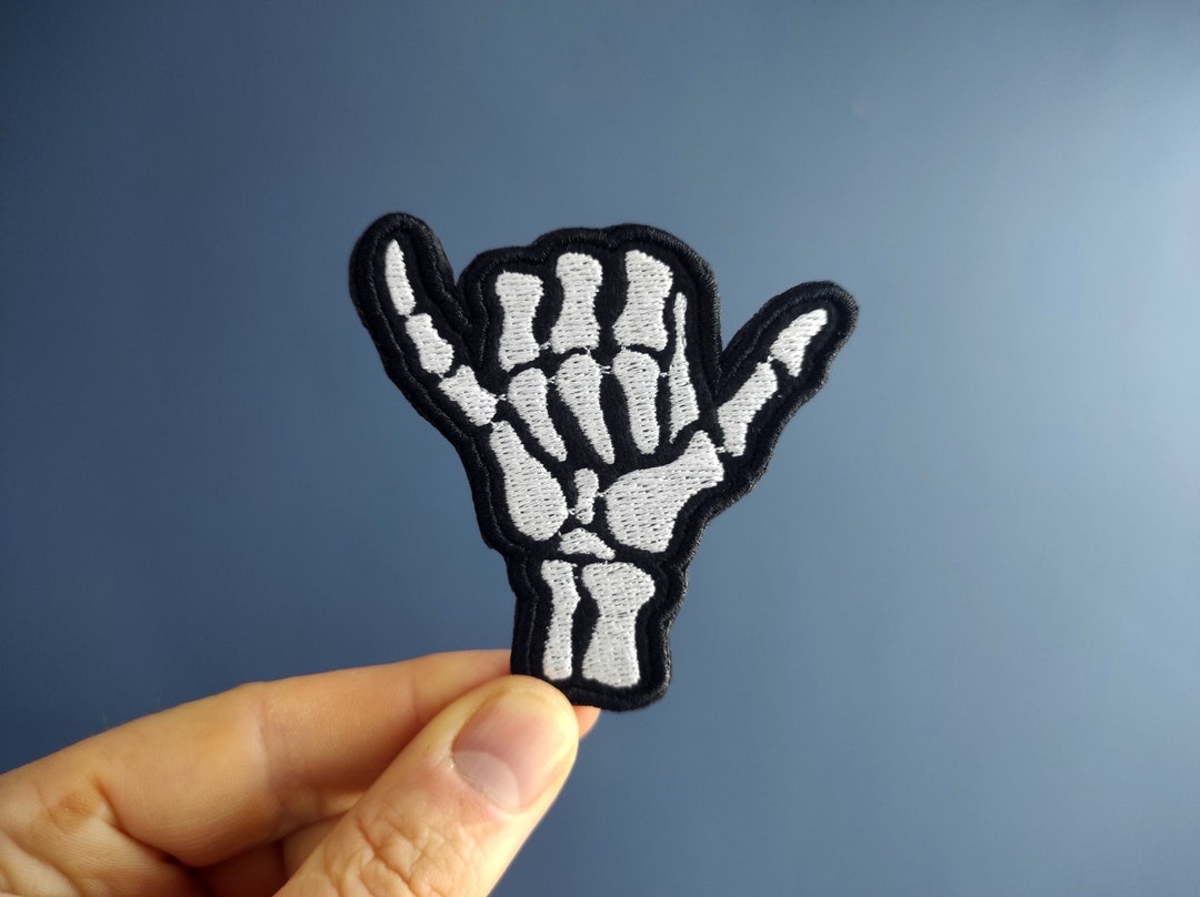 Shaka Hand Loose Gesture Hand Skeleton Bones Iron on Patch - Etsy