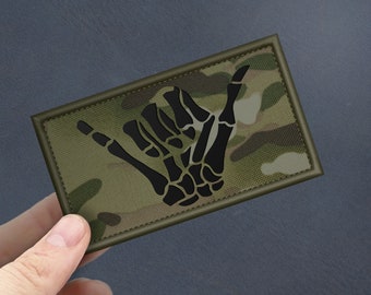Skeleton Shaka Hang Loose Patch IR Combat ID Patch Military Patch Infrared Tactical Patch ...