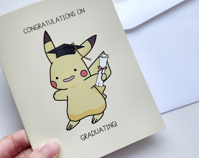 Derpy Ditto Pikachu Graduation Premium Glossy Vinyl Stickers / Card ...