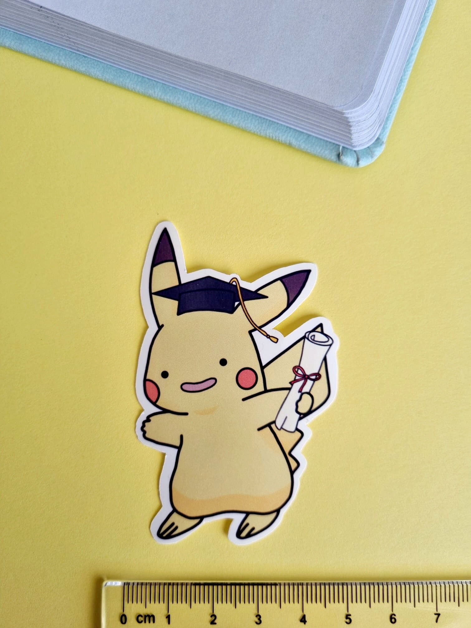 Derpy Ditto Pikachu Graduation Premium Glossy Vinyl Stickers / Card ...