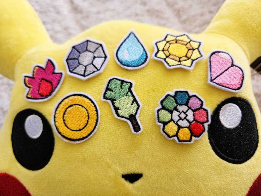 Pokemon Gym Badges kanto/gen 1 Iron on Patch Handmade Embroidered ...