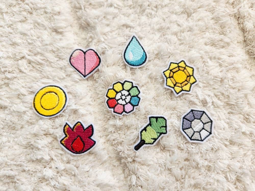 Pokemon Gym Badges kanto/gen 1 Iron on Patch Handmade Embroidered ...