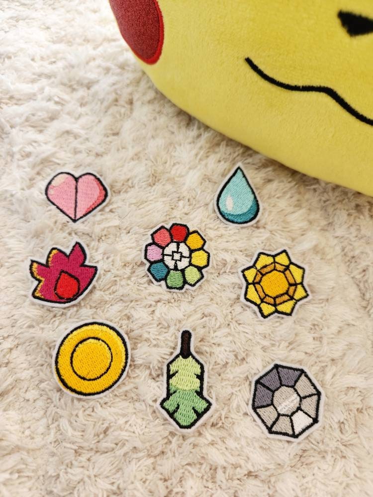 Pokemon Gym Badges kanto/gen 1 Iron on Patch Handmade Embroidered ...