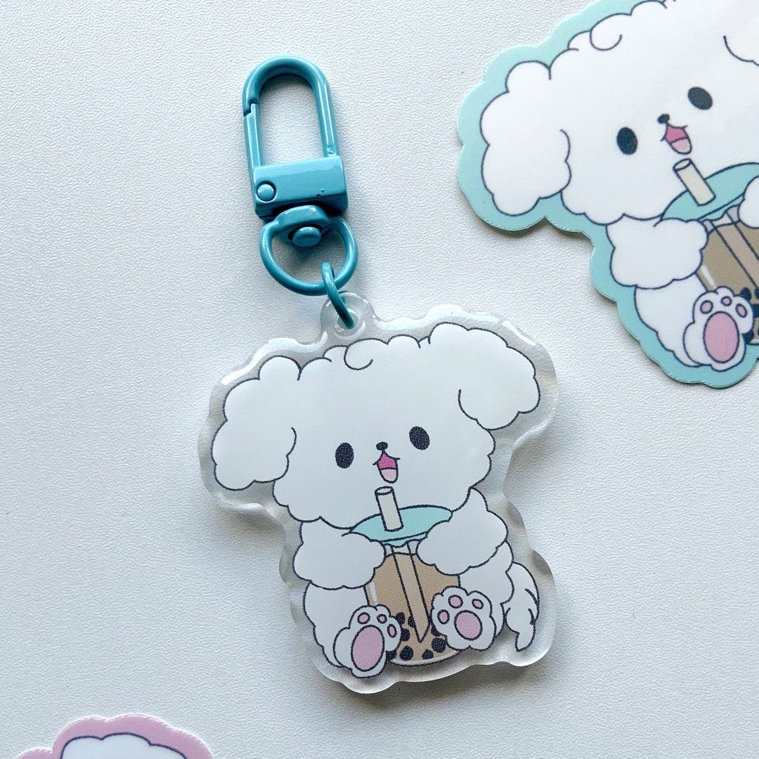 Boba and the Small White Fluffy Dog - Acrylic Keychain / Custom ...