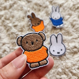 Miffy & Friends Iron on Patch - Handmade Embroidered Permanent Stitch Patch for Tees, Bags ...