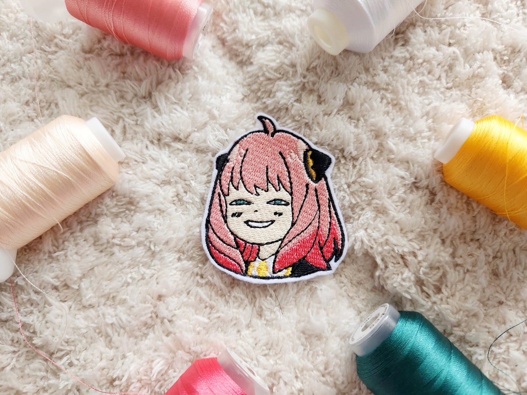 Anya Smirk Grin - Iron on Patch - Handmade Embroidered Permanent Stitch ...