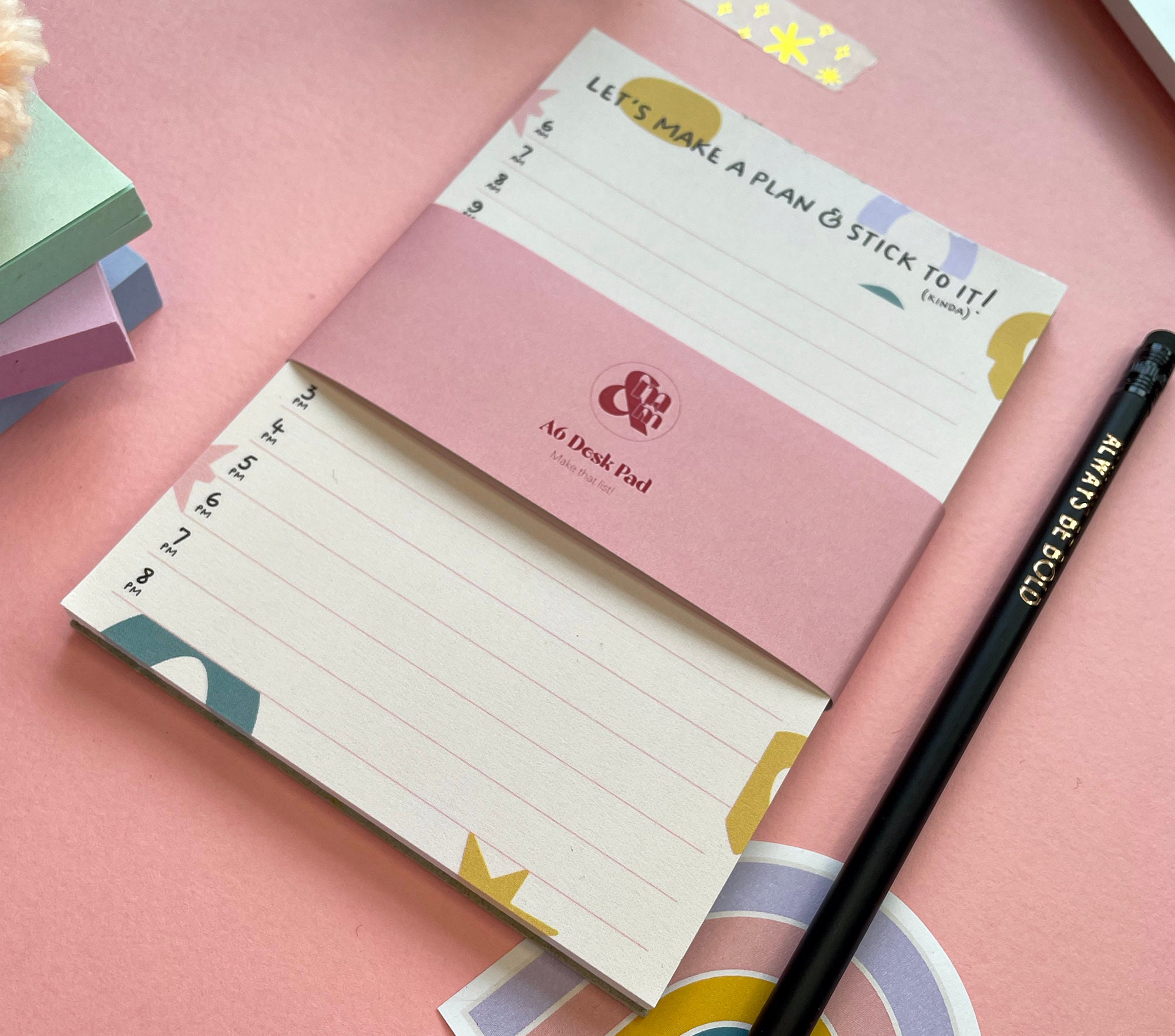 Paper Everyday planner A6 Hourly planner pad Desk pad Hourly To do list ...