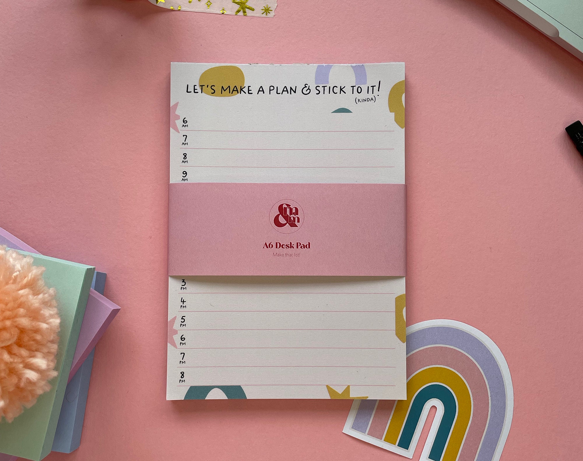 Paper Everyday planner A6 Hourly planner pad Desk pad Hourly To do list ...