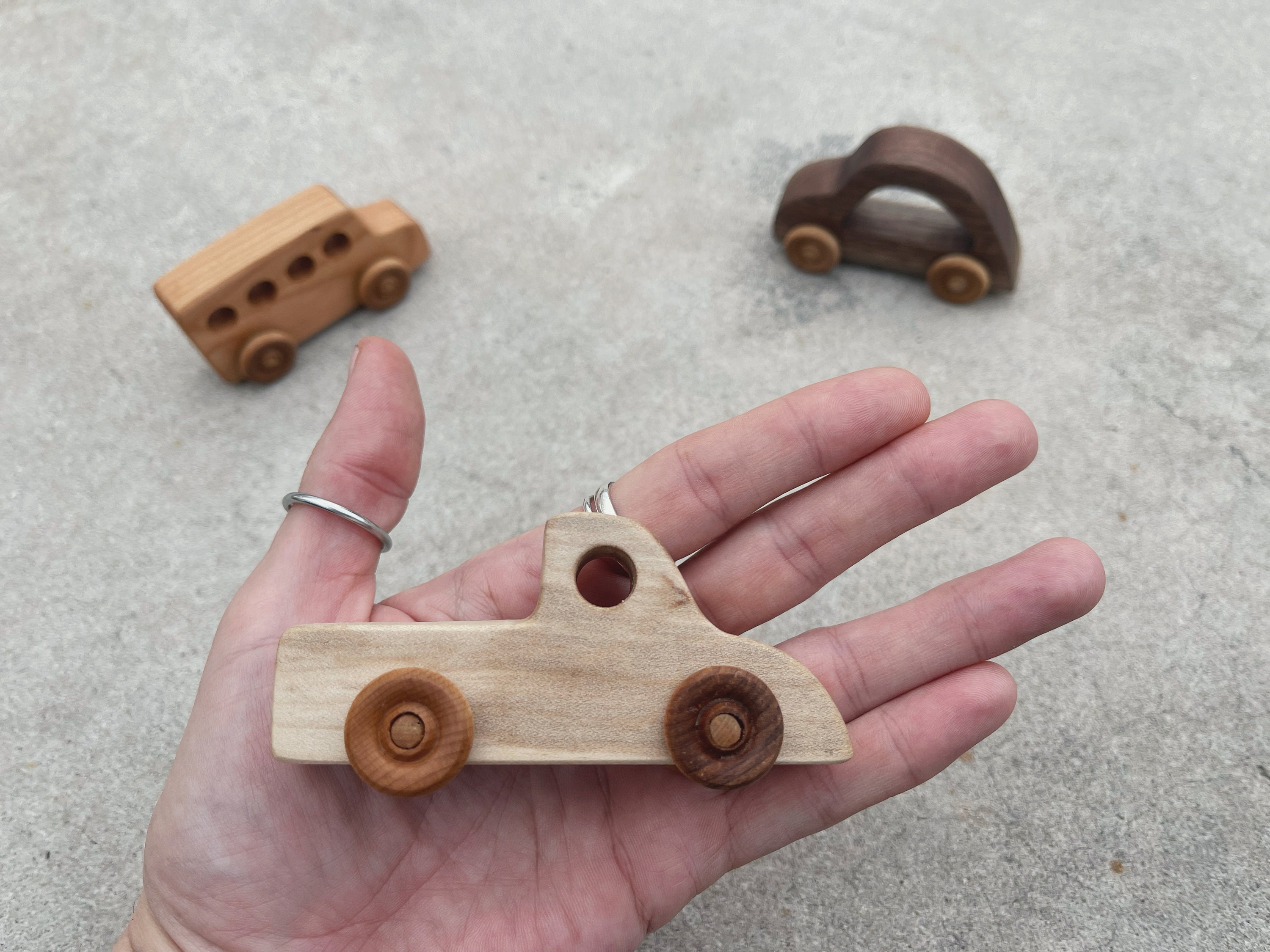 Handcrafted Wooden Mini CAR TRUCK & BUS Set Wooden Rolling Minimalist ...