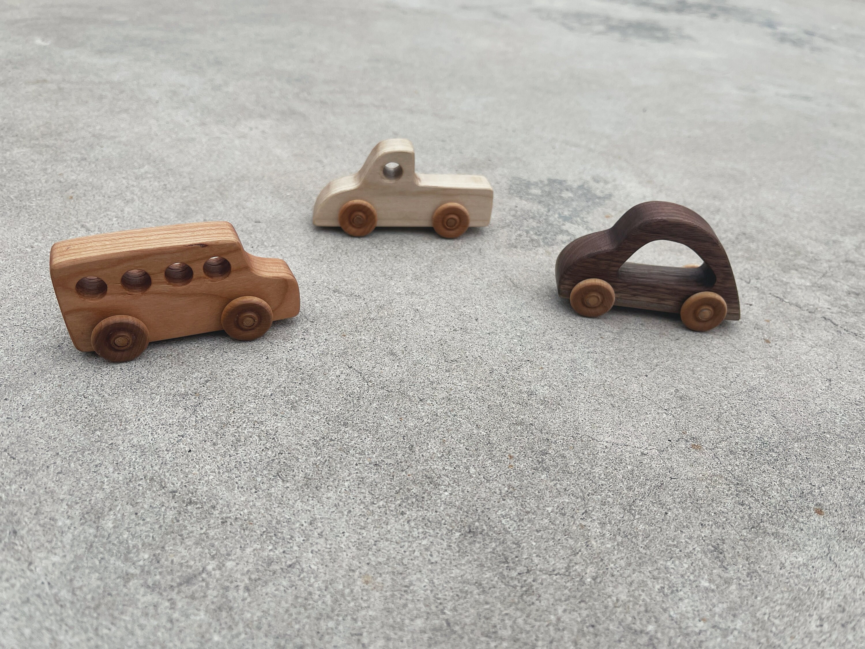 Handcrafted Wooden Mini CAR TRUCK & BUS Set Wooden Rolling Minimalist ...