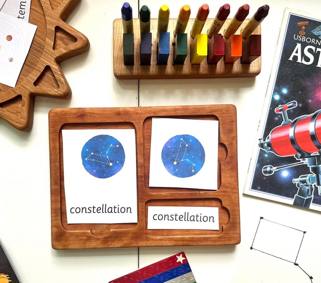 Montessori Inspired Nomenclature 3 Part Activity Card Tray Maple Wood ...