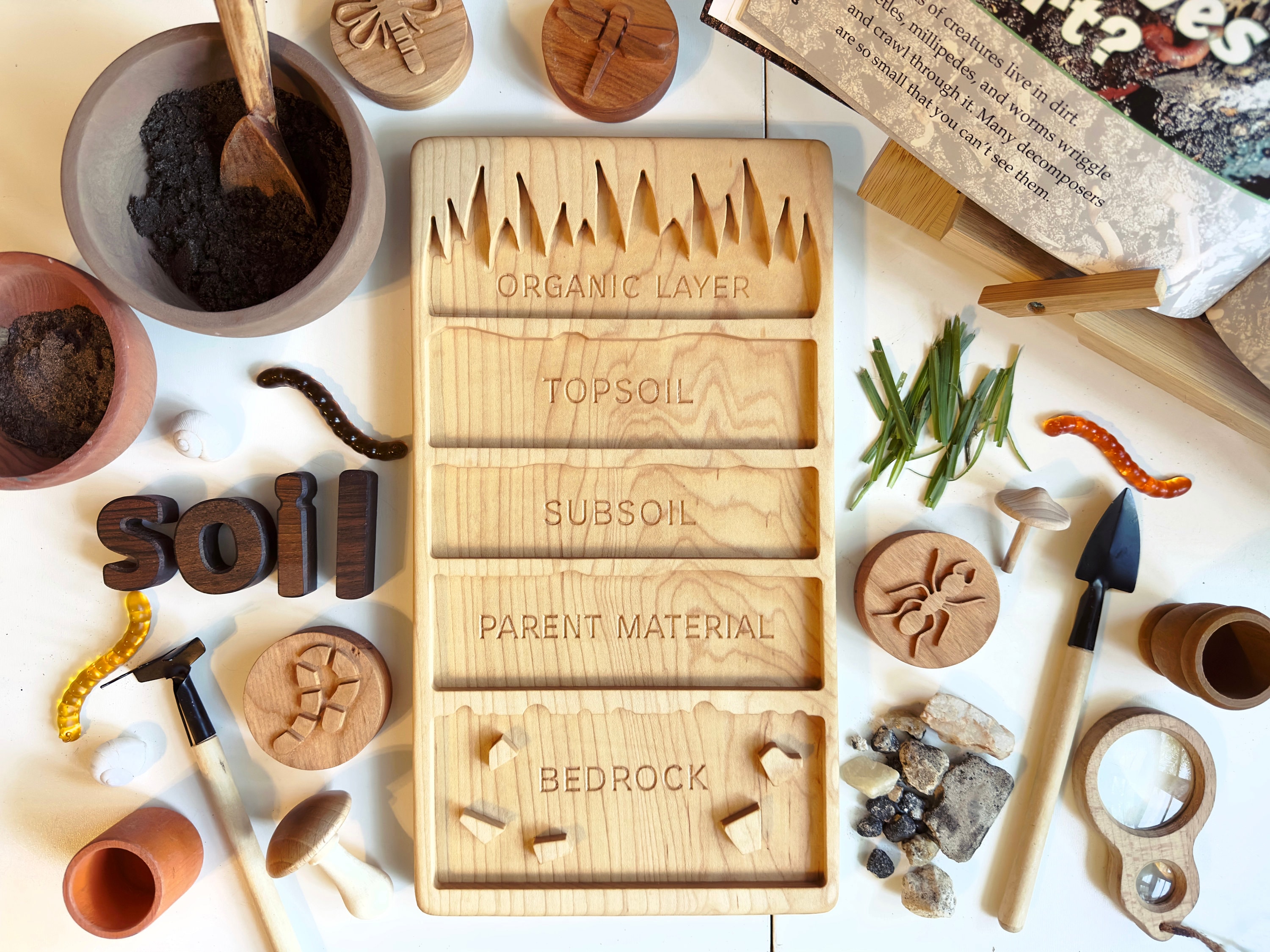 Soil Layers Sensory Tray Maple Wood Educational Homeschool Lesson ...