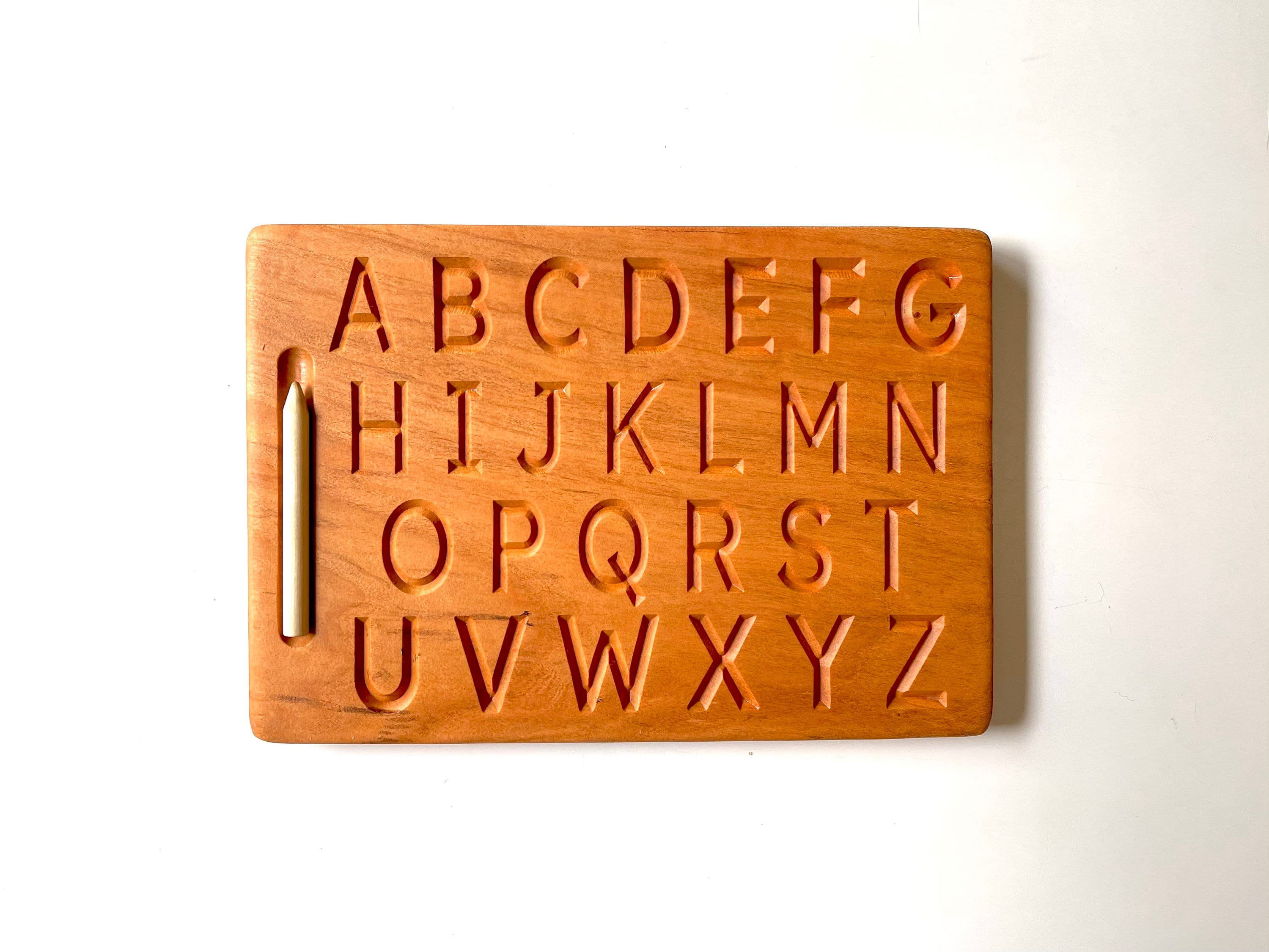 Double Sided Alphabet Tracing Tray Cherry Wood Educational Homeschool ...