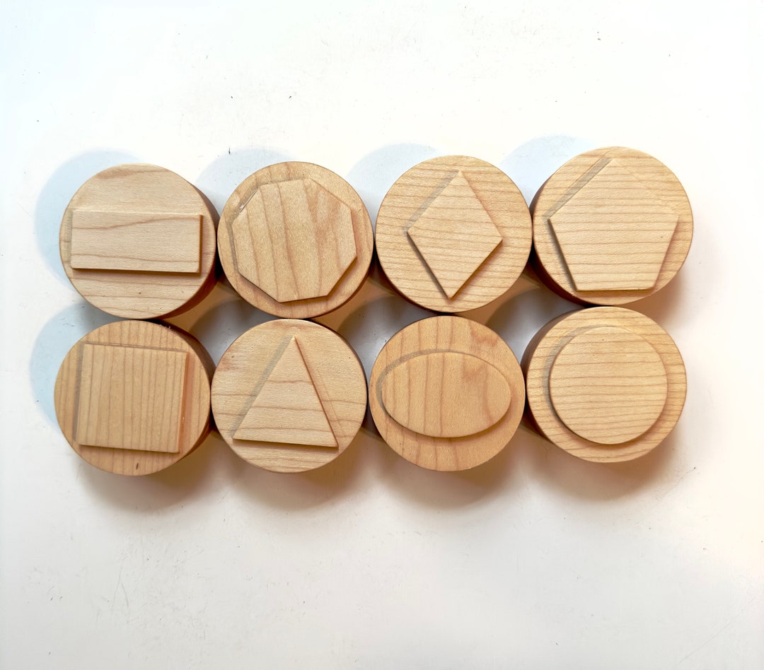 SHAPES Maple Wood Playdough Stamp Set Chunky Sun Crafts Kids Toddlers ...