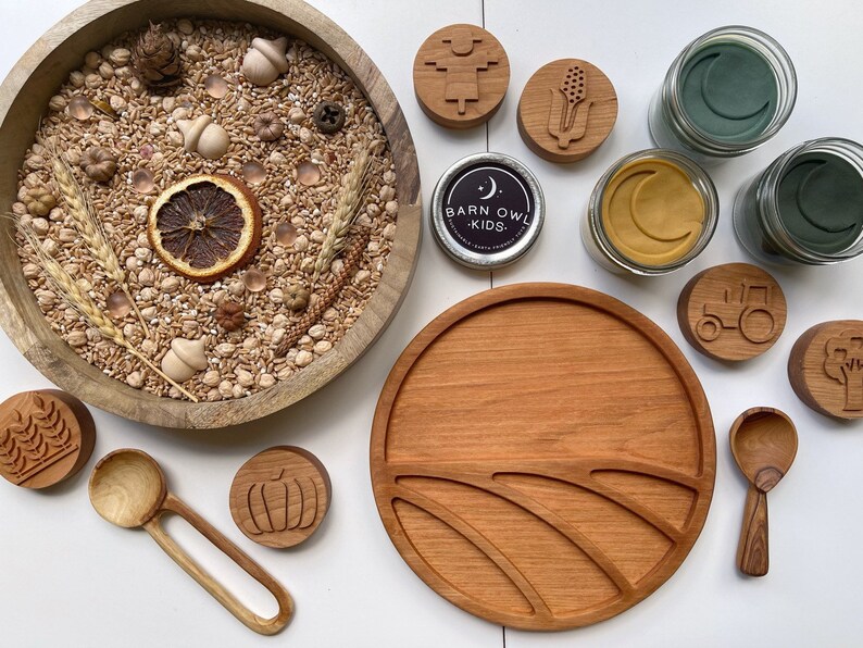 HARVEST Cherry Wood Play Dough STAMP SET Playdough Fall Autumn - Etsy