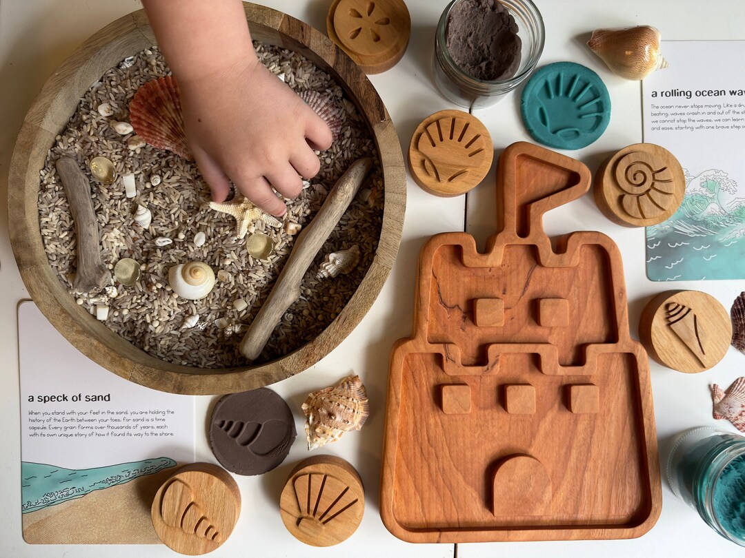 Sandcastle Cherry Wood Tinker Tray Board Sorting Homeschool Lesson Play ...