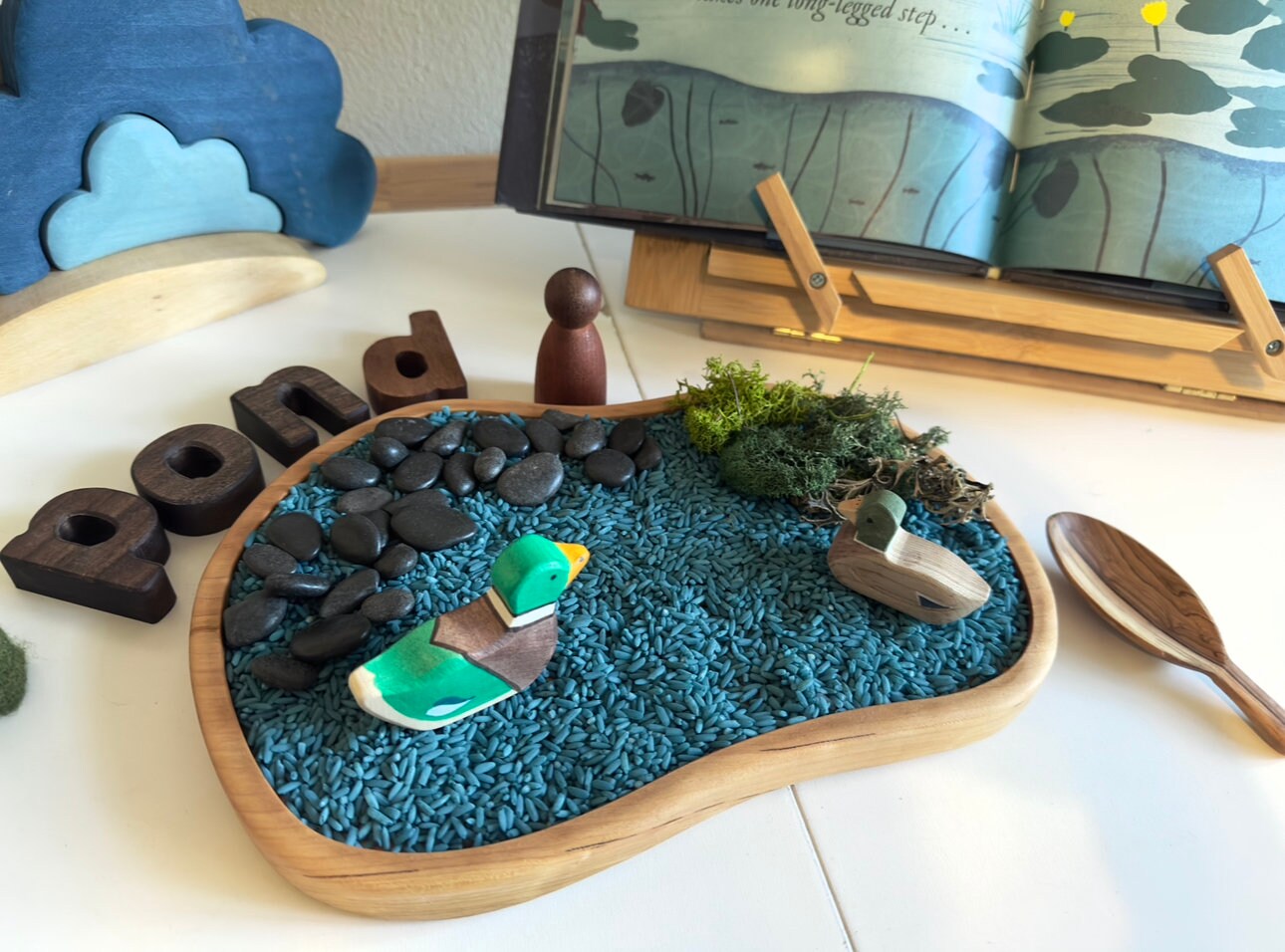 Pond Playscape Sensory Tray Cherry Wood Tinker Bin Homeschool Lesson ...