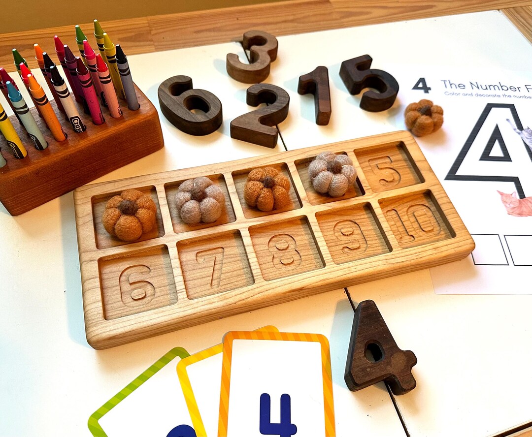 Numbers Sorting Activity Tray 1-10 Maple Wood Educational Homeschool ...