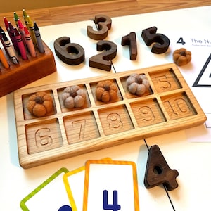Numbers Sorting Activity Tray 1-10 Maple Wood Educational Homeschool ...