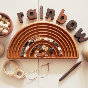 Rainbow Sensory Tray With Sorting Space Cherry Wood Sensory Sorting ...