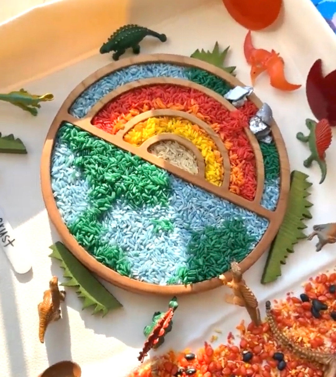 Earths Layers Engraved Sensory Tray Cherry Wood Educational Homeschool ...