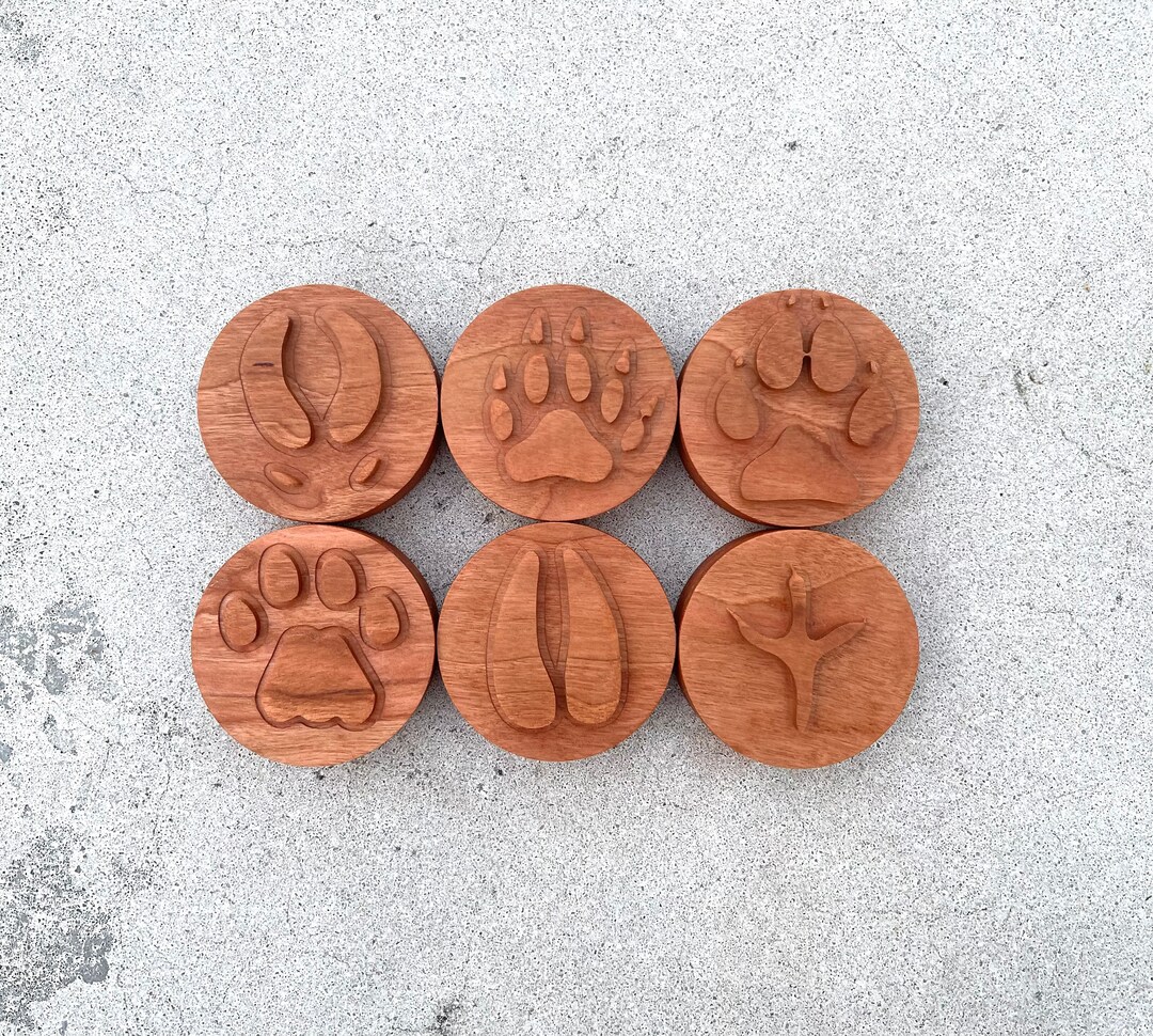 MOUNTAIN ANIMAL TRACKS Playdough Stamp Set Chunky Wood Play Accessory ...