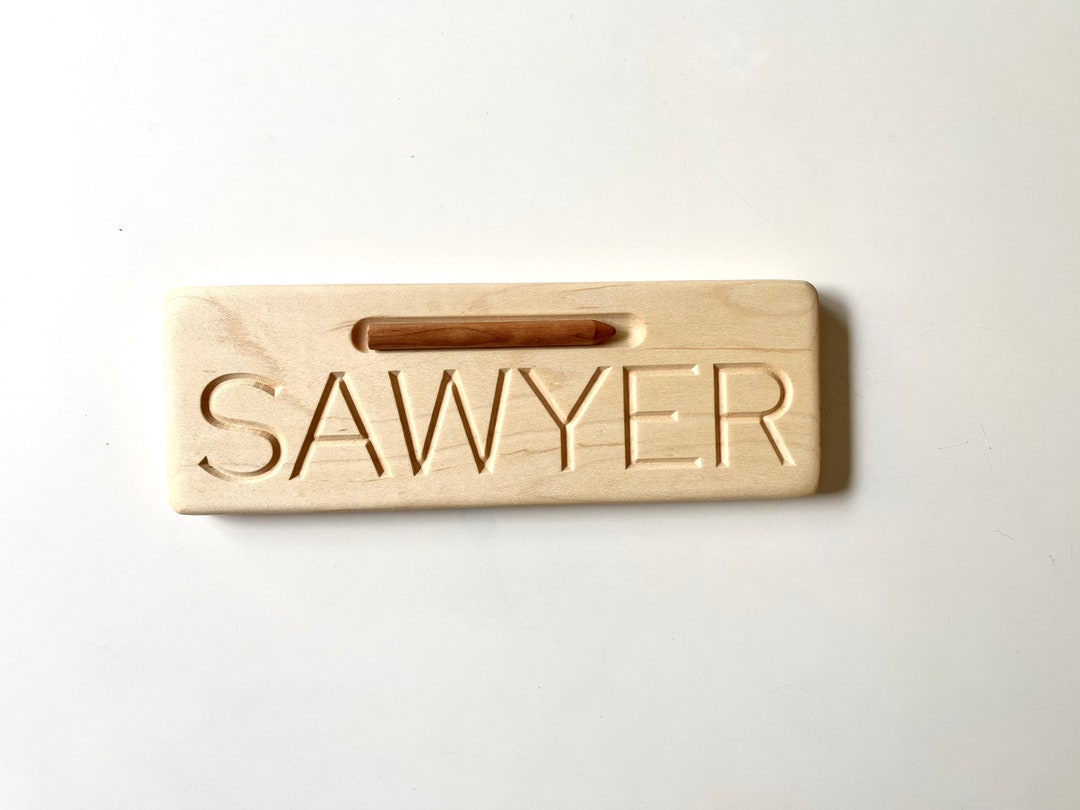 Custom Name Tracing Tray With Stylus Maple Wood Educational Homeschool ...