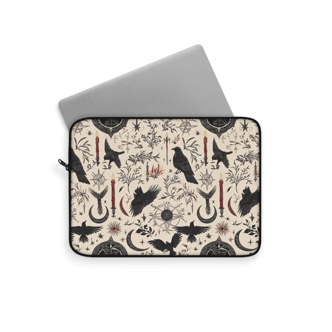 Cute Witchy Goth Wiccan Raven Laptop Sleeve, Dark Academia Case, Goth ...