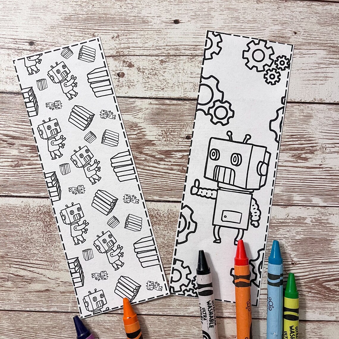 Robot Coloring Printable Bookmarks Homeschool Bookmarks - Etsy