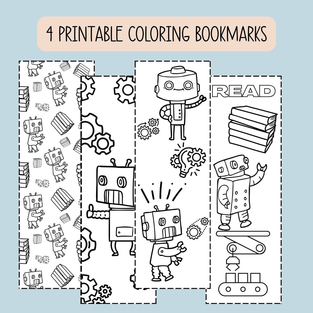 Robot Coloring Printable Bookmarks | Homeschool Bookmarks | Student ...