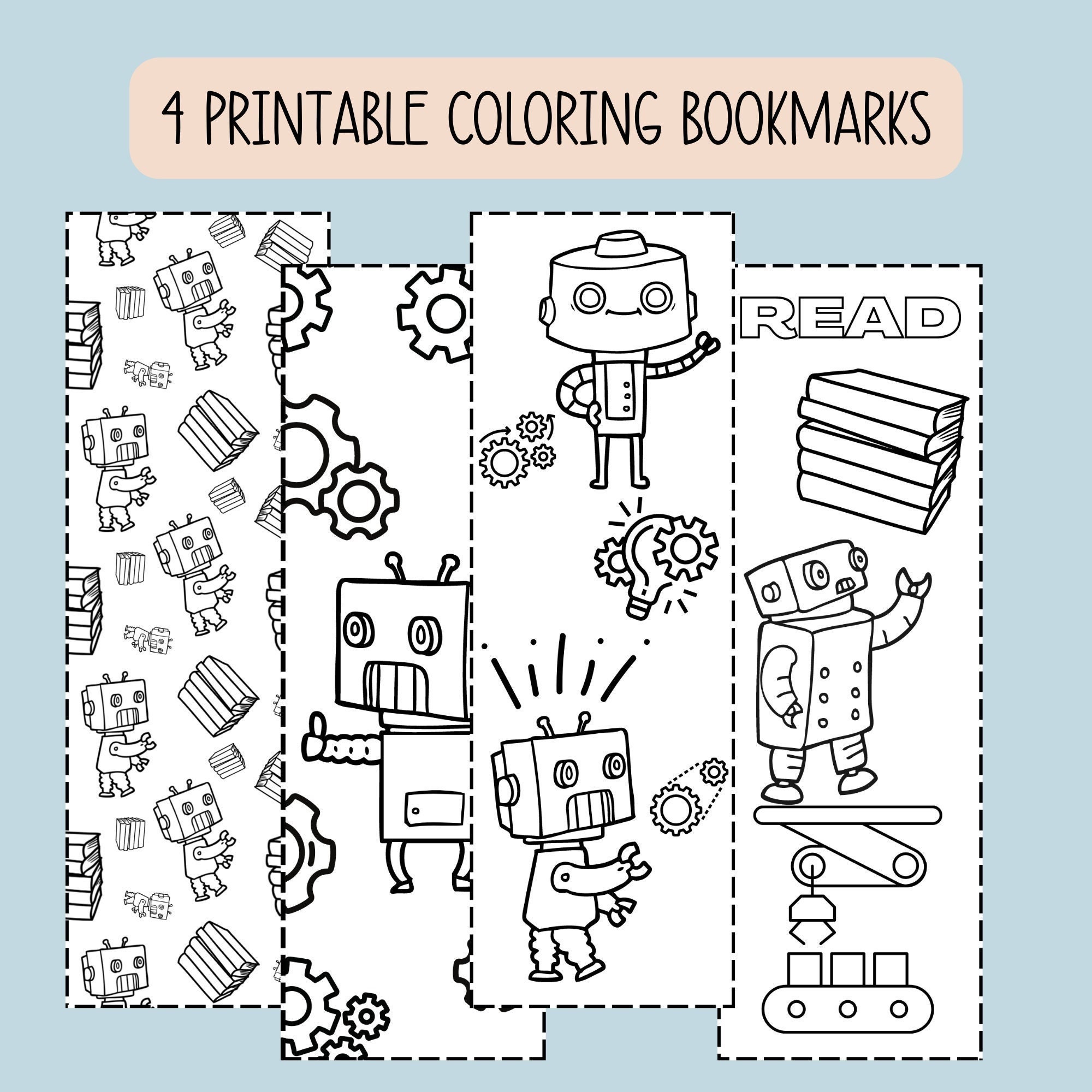 Robot Coloring Printable Bookmarks | Homeschool Bookmarks | Student ...