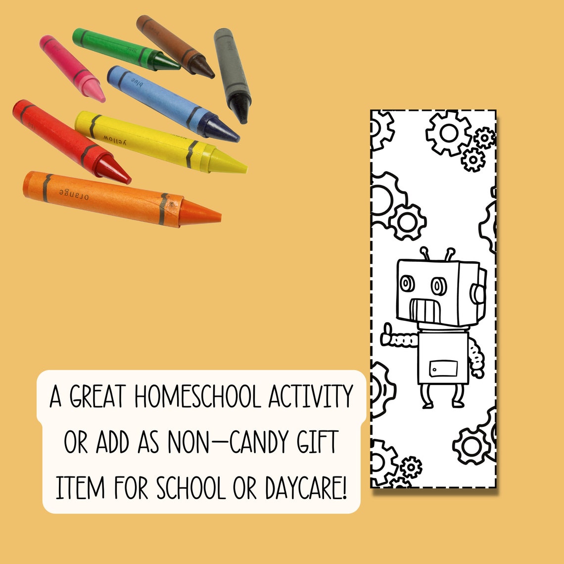 Robot Coloring Printable Bookmarks Homeschool Bookmarks - Etsy