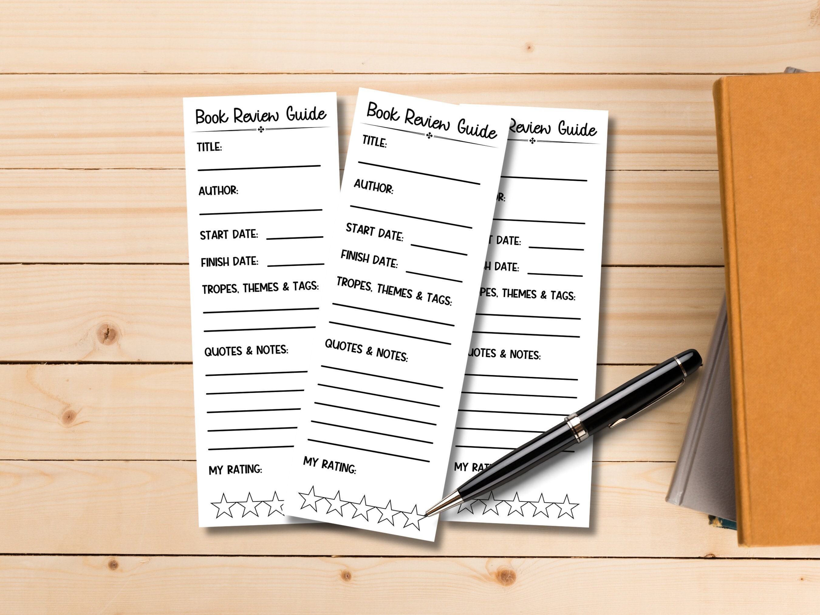 Printable Book Review Bookmark, Reading Tracker Bookmarks for Book Club ...