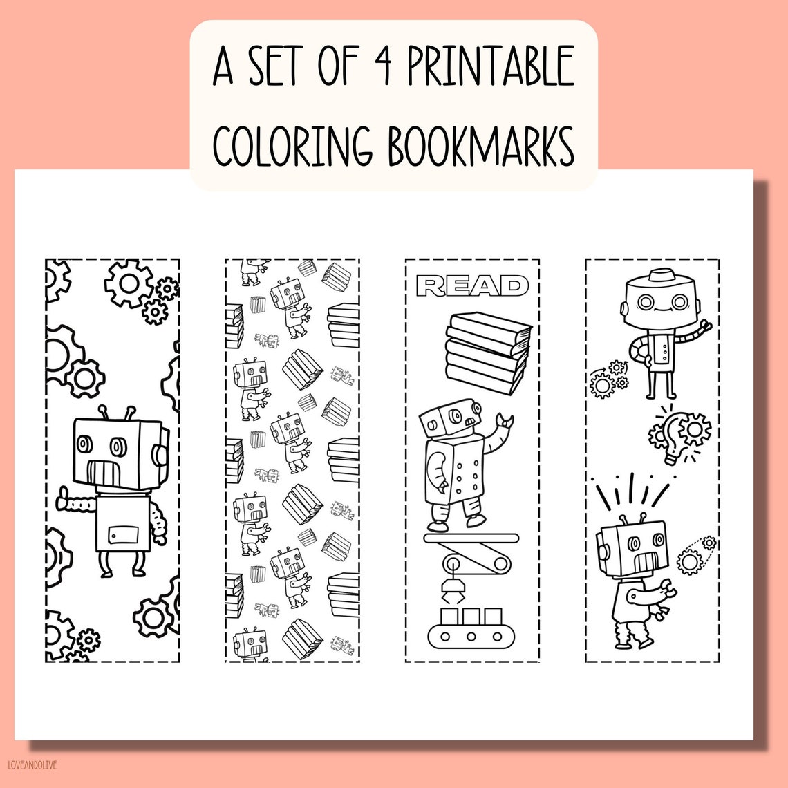 Robot Coloring Printable Bookmarks Homeschool Bookmarks - Etsy