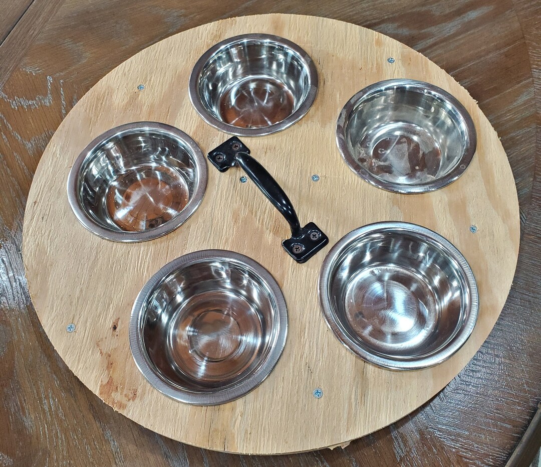 Small Breed Puppy Litter Feeder: 5 Stainless Steel Bowl Feeding Station ...